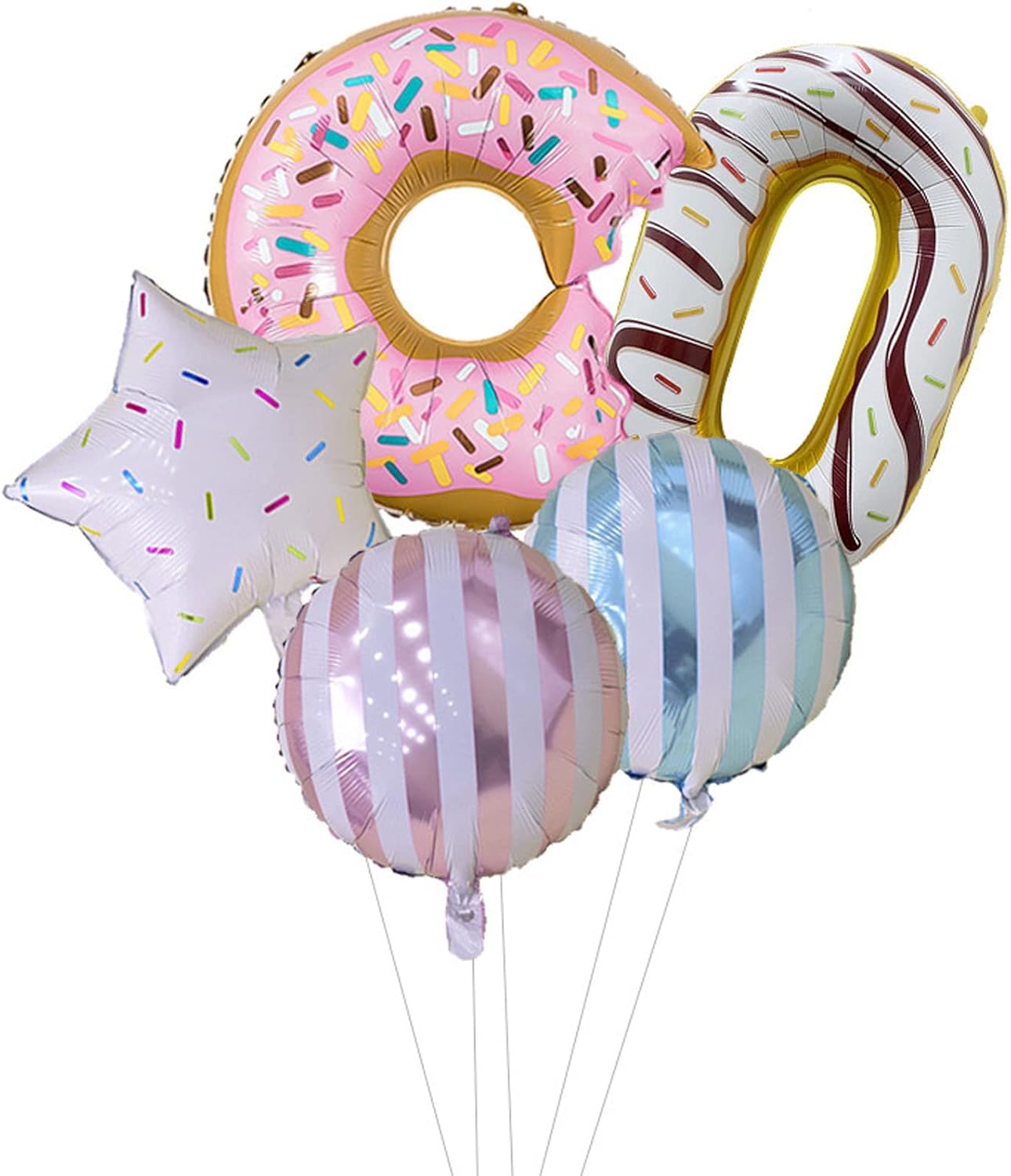 Amazon.com: GLASNES Donut Happy Birthday Number Balloons Donut Balloon ...