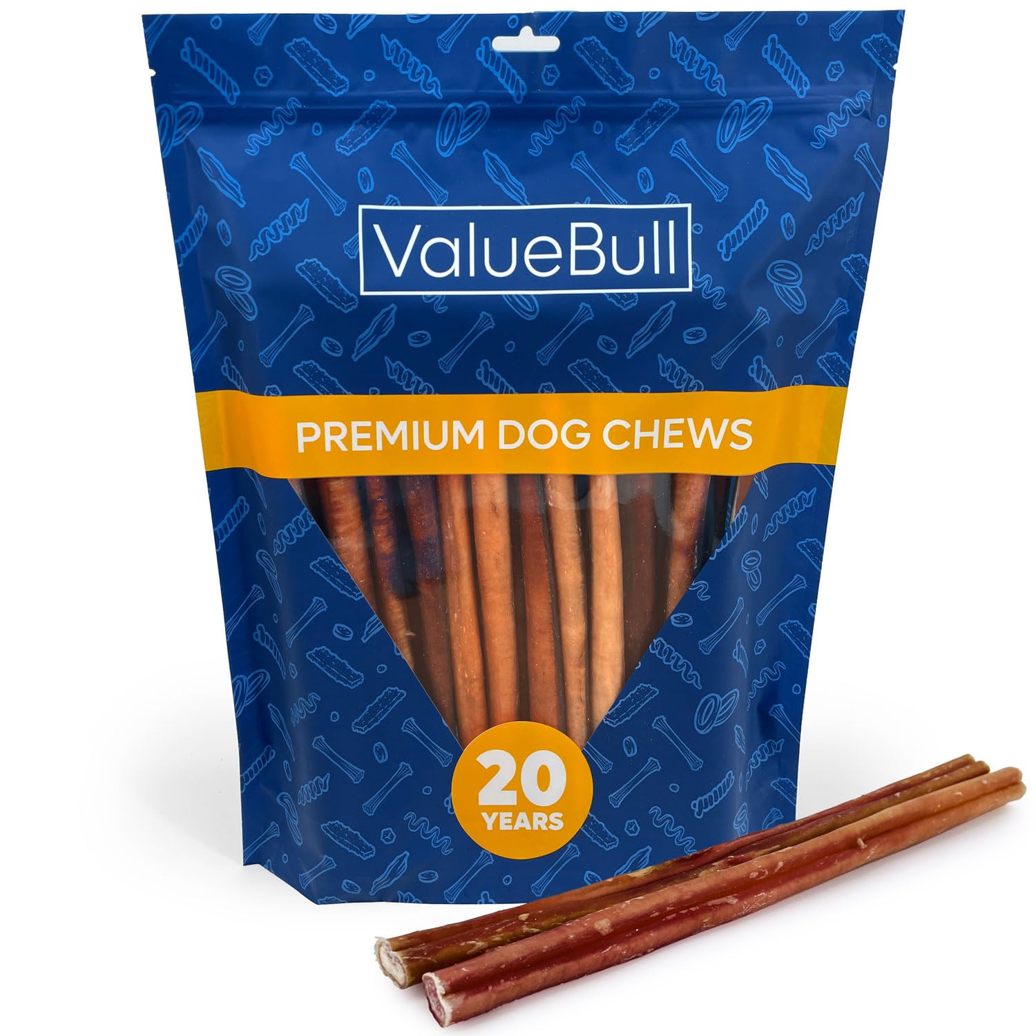 Amazon.com: ValueBull Bully Sticks for Dogs, Thick 12 Inch, 25 Count ...