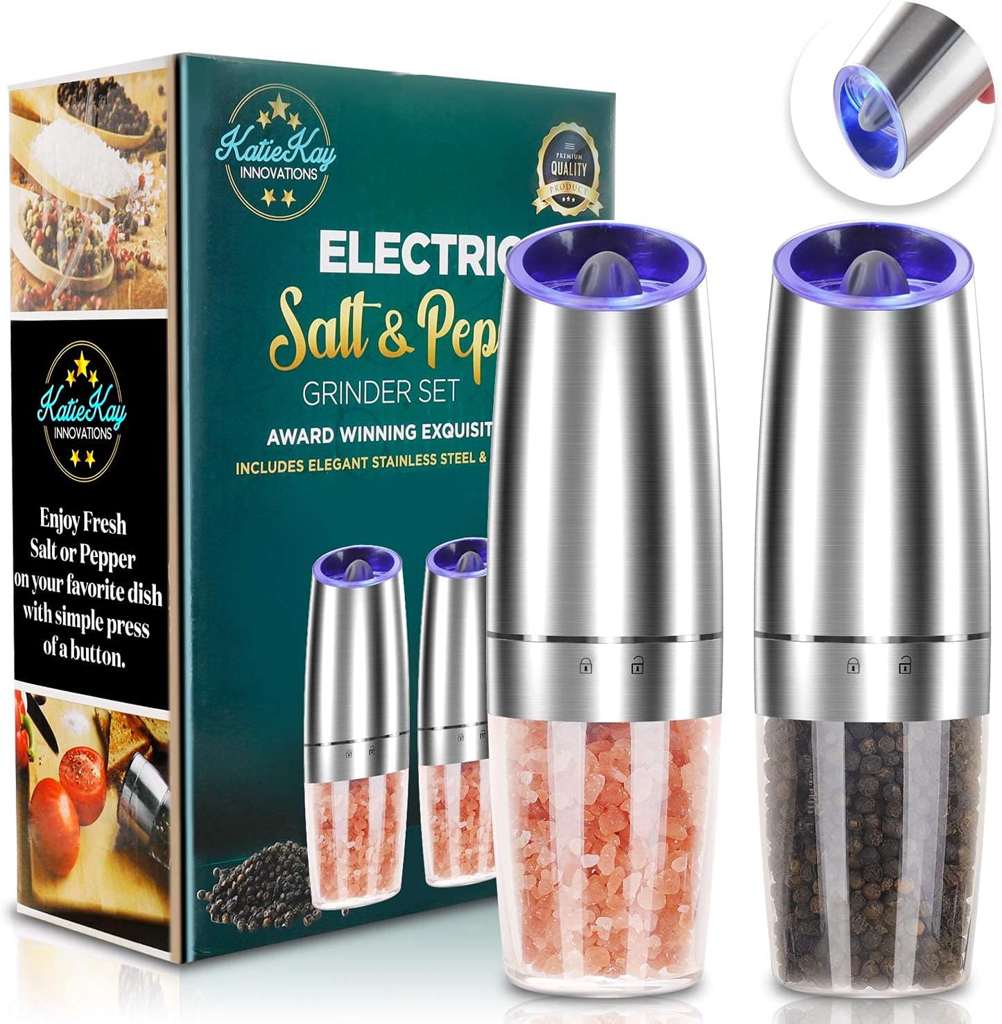 Amazon.com: Sunbag Gravity Electric Salt and Pepper Grinder Set,Battery Operated Automatic Salt ...