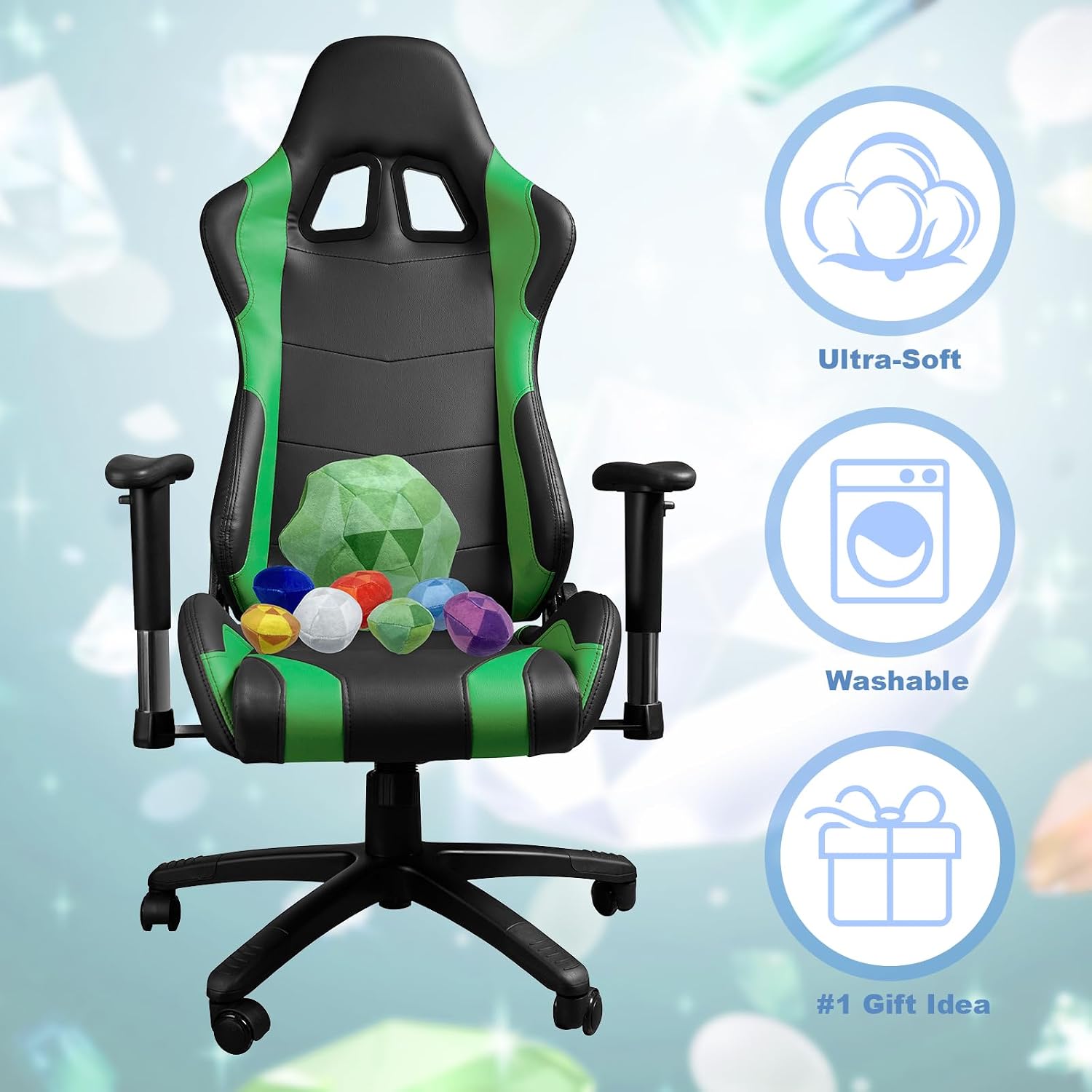 9’’ Master Emerald Stuffed Toy Set with 7 Chaos Emerald, 2.5” Gems ...