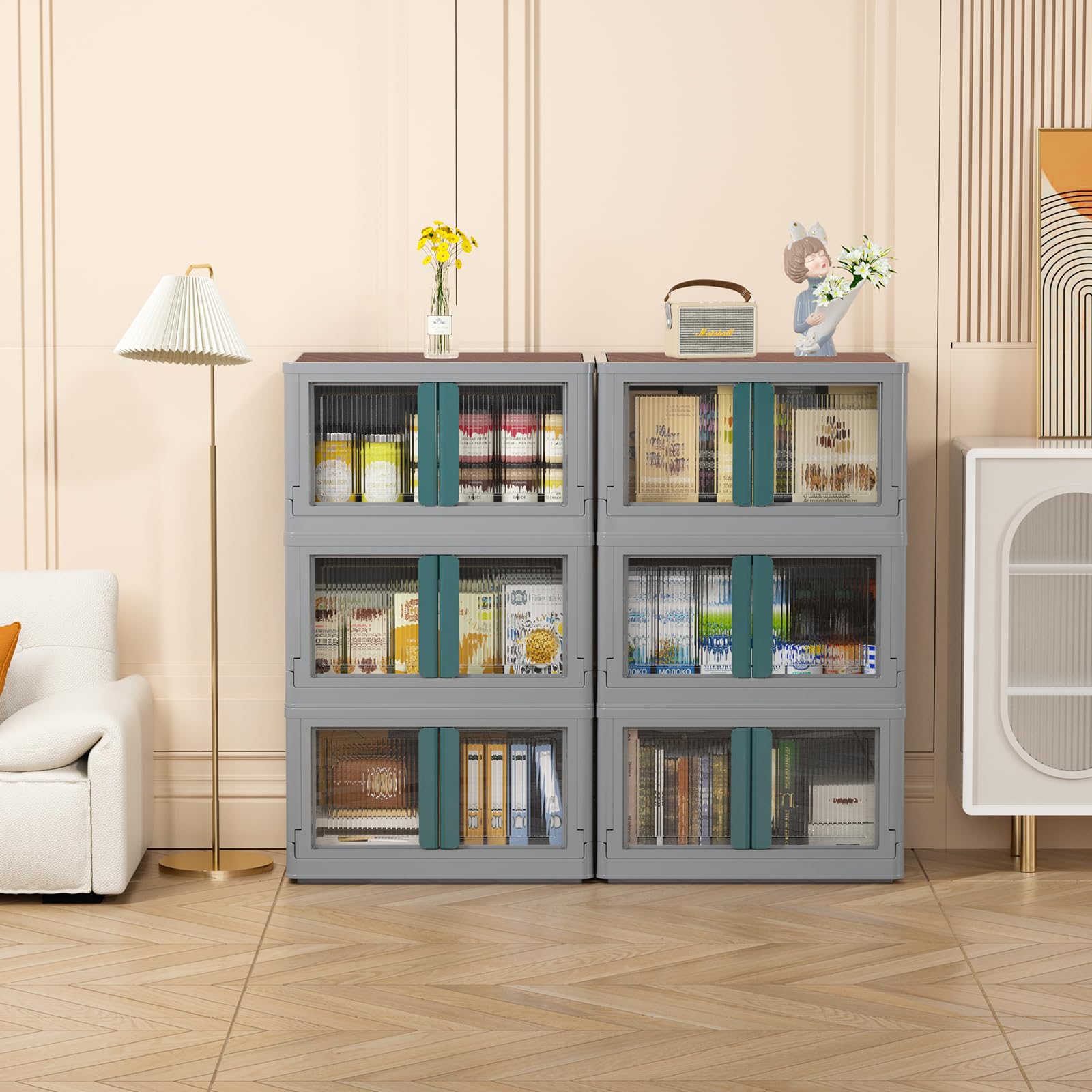 HAIXIN 100Qt Plastic Storage Bins Organizer 3 Pack with 1 Wooden Cover ...