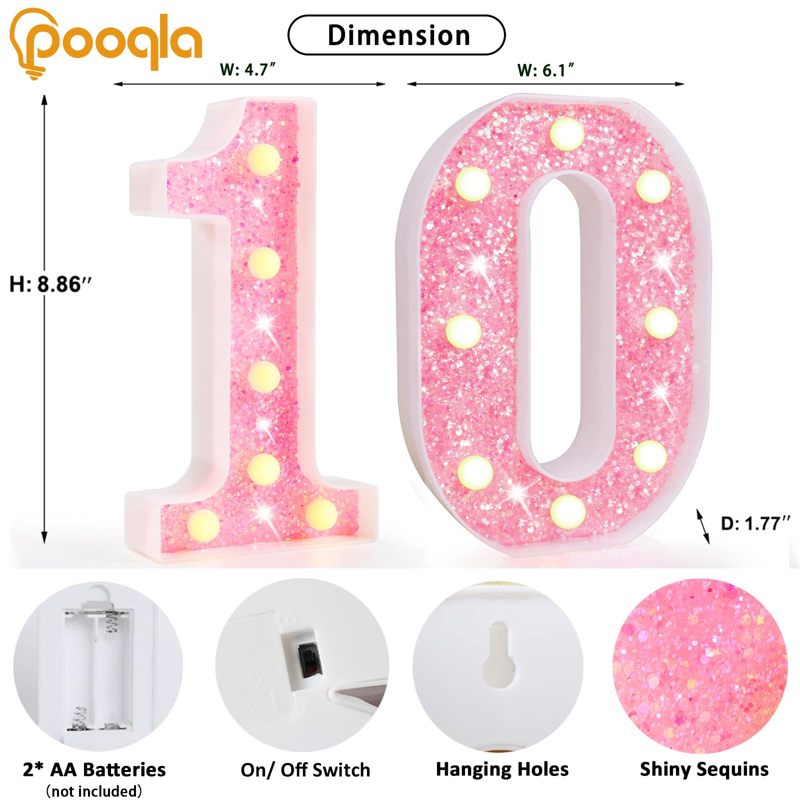 Snapklik.com : 10th Birthday Decoration For Girls, Light Up Number 10 ...