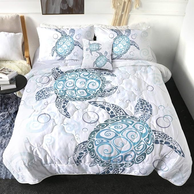 Amazon.com: Sleepwish Turtle Print Comforter Set Sea Turtle Twin Size ...