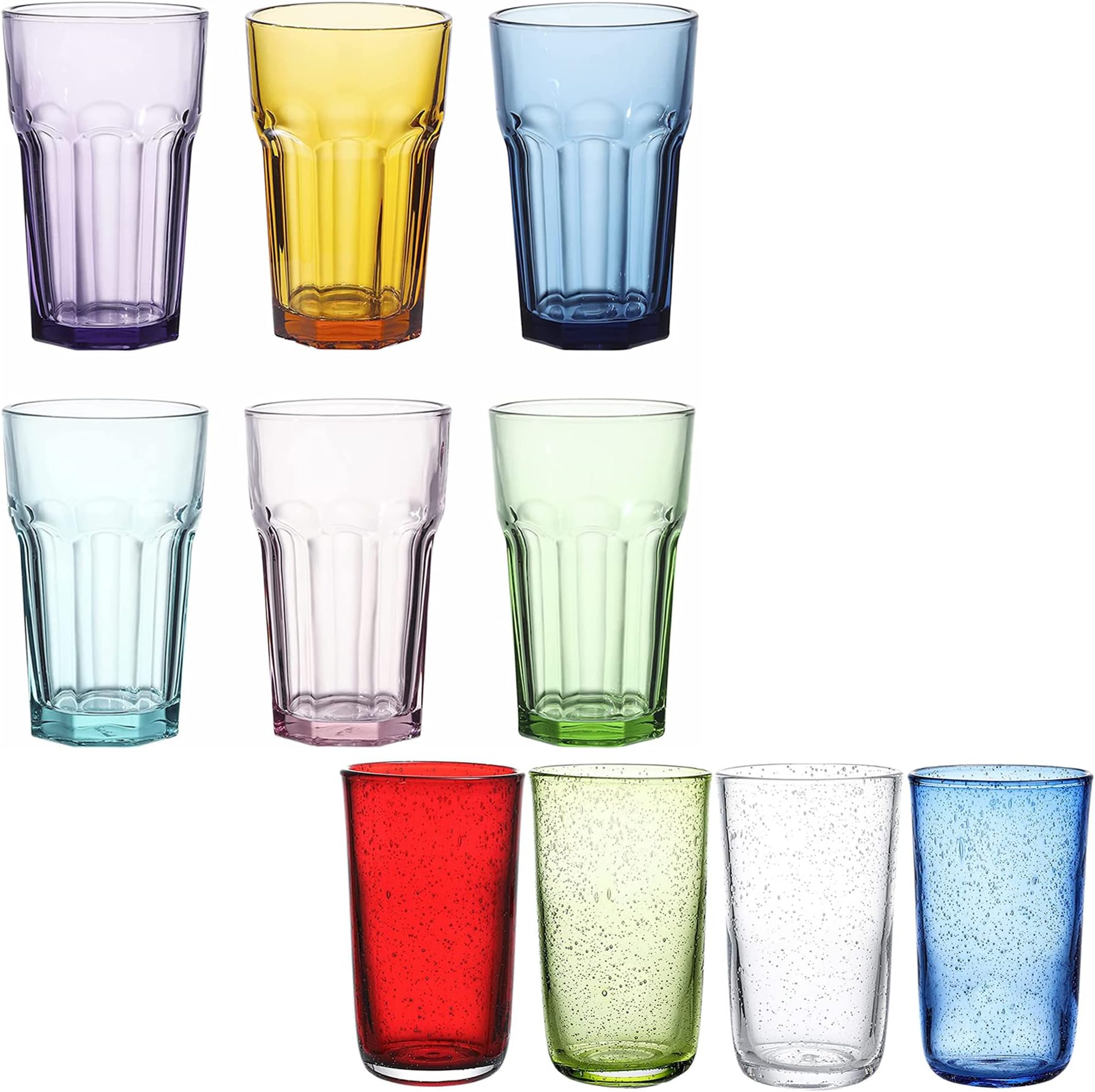 Amazon.com | Artisan Crafted Hand Blown Glass Tumblers,Colored Bubble ...
