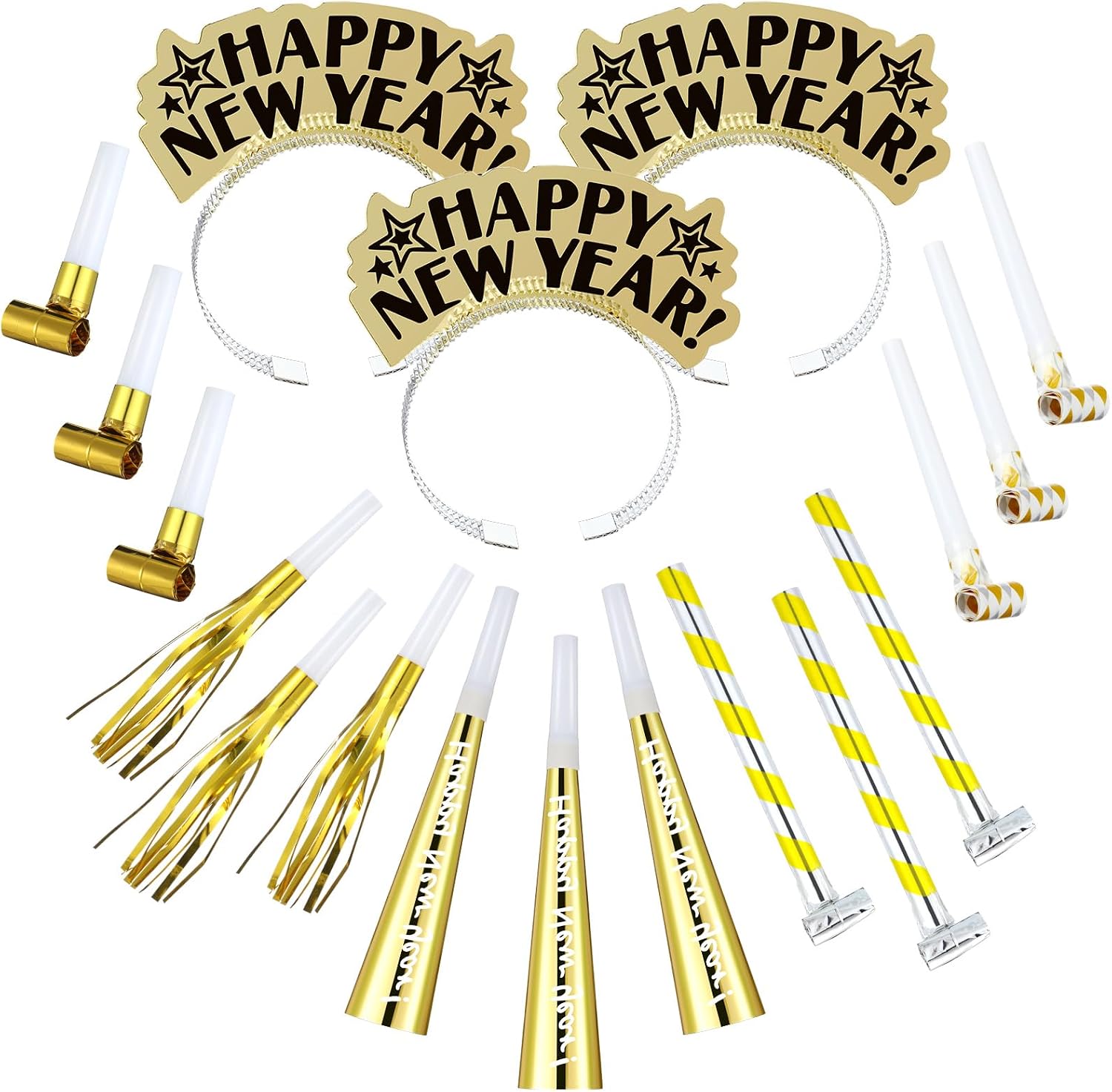 Amazon.com: Lenwen 18 Pcs Happy New Years Eve Party Supplies New Year ...