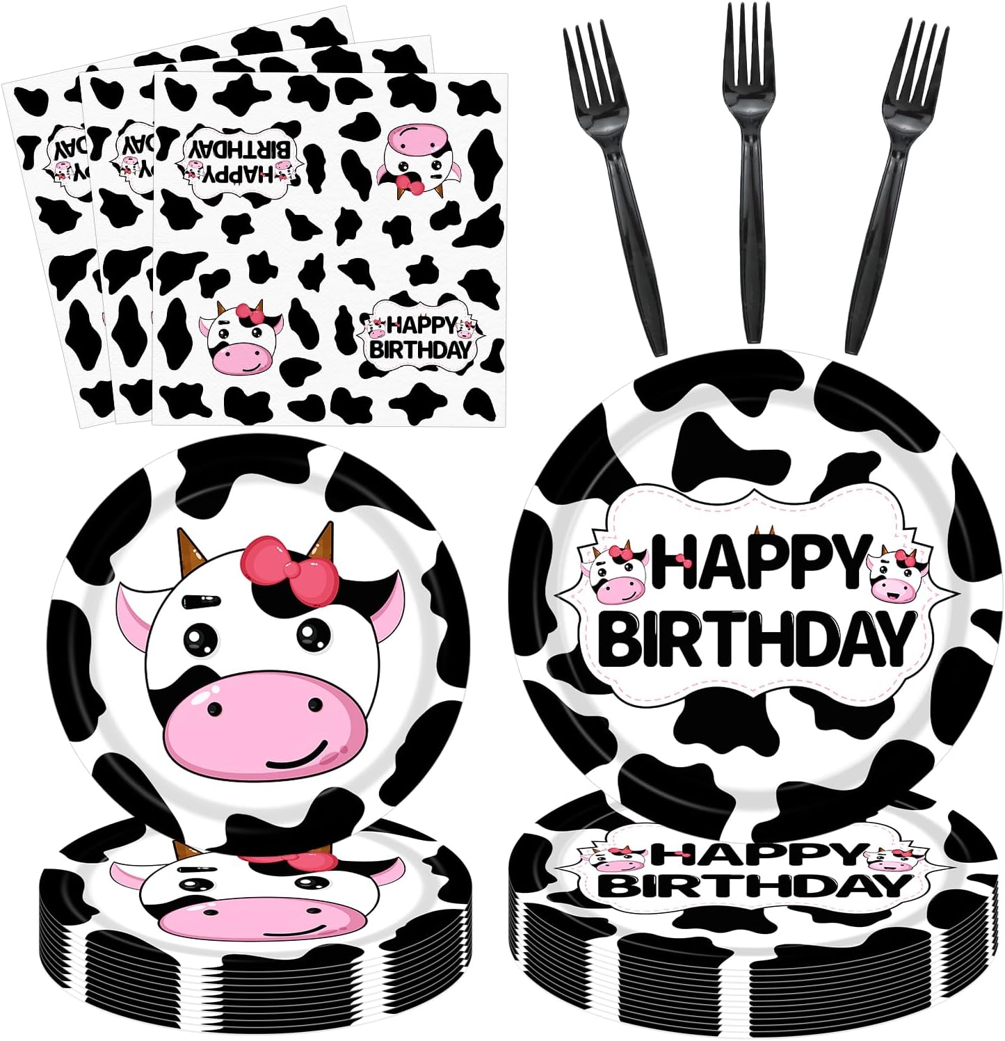 Amazon.com: 160 Pack Cow Print Party Supplies Cow Birthday Party ...