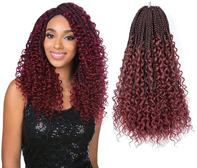 Amazon.com : Boho Box Braids Crochet Hair 18Inch 8 Packs New Goddess ...