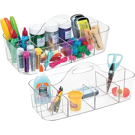 Amazon.com: mDesign Plastic Portable Craft Storage Organizer Caddy Tote ...