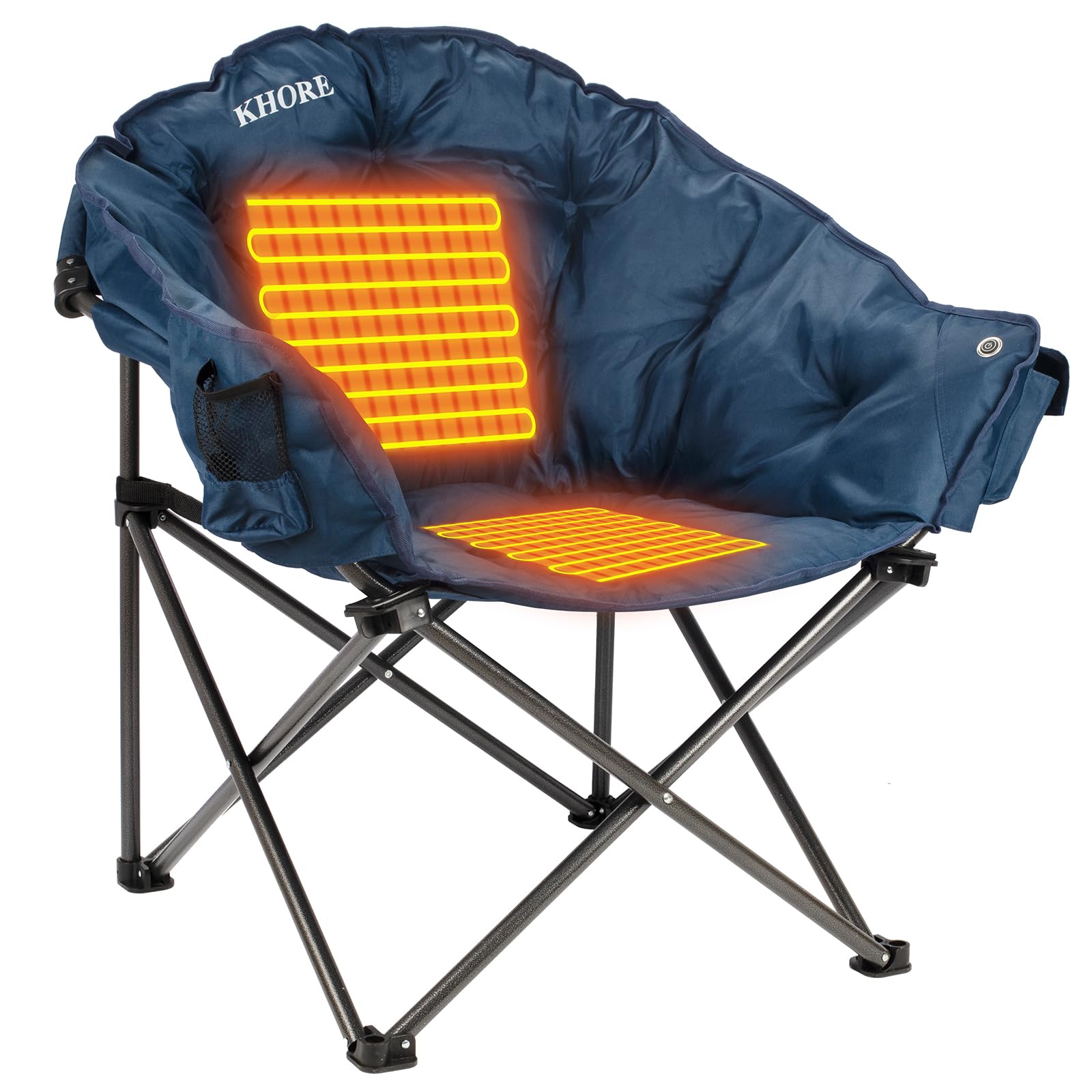 KHORE Heated Oversized Sofa Camping Chair Heavy Duty Steel Folding Moon ...