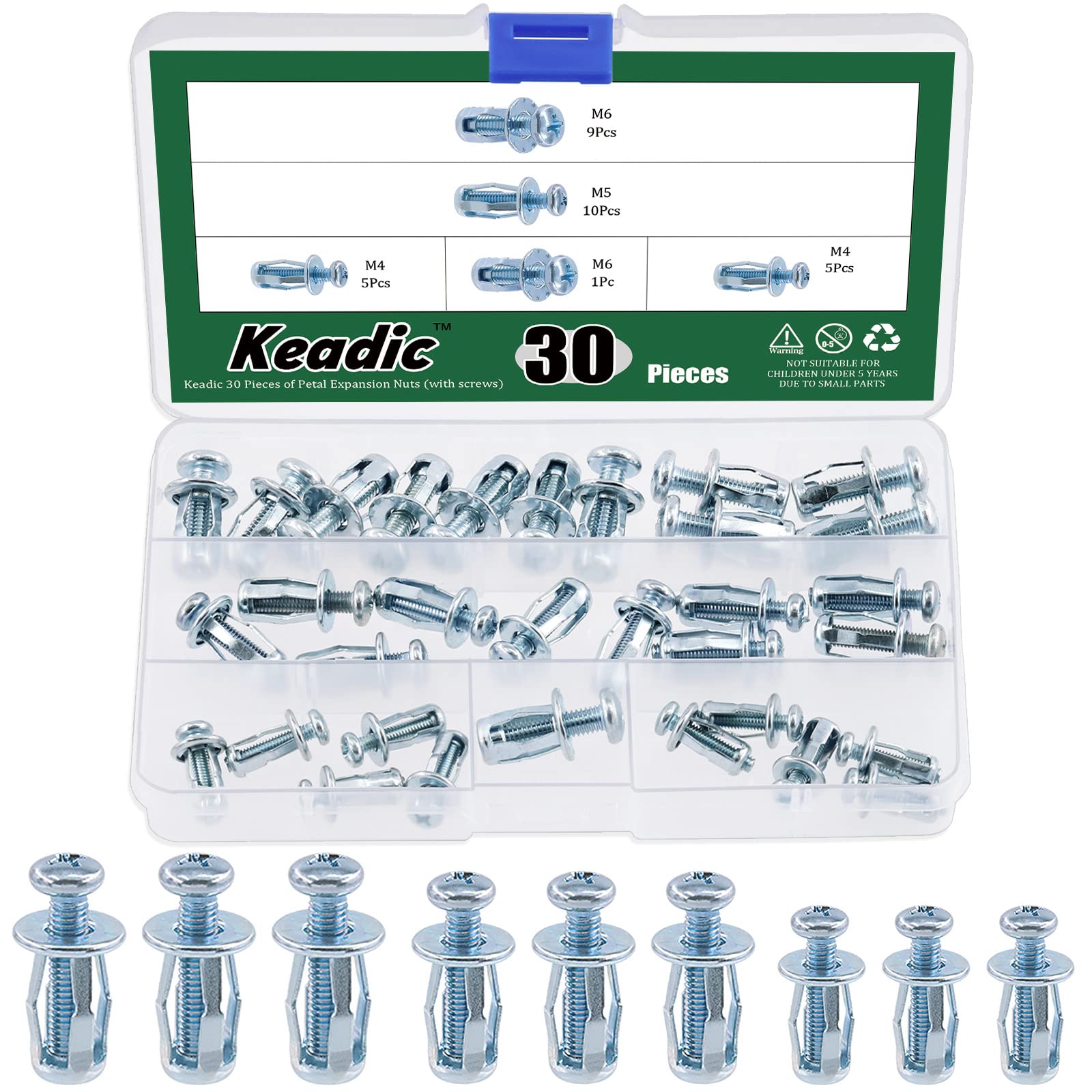 Snapklik.com : Keadic 60Pcs M4 M5 M6 Molly Jack Nuts