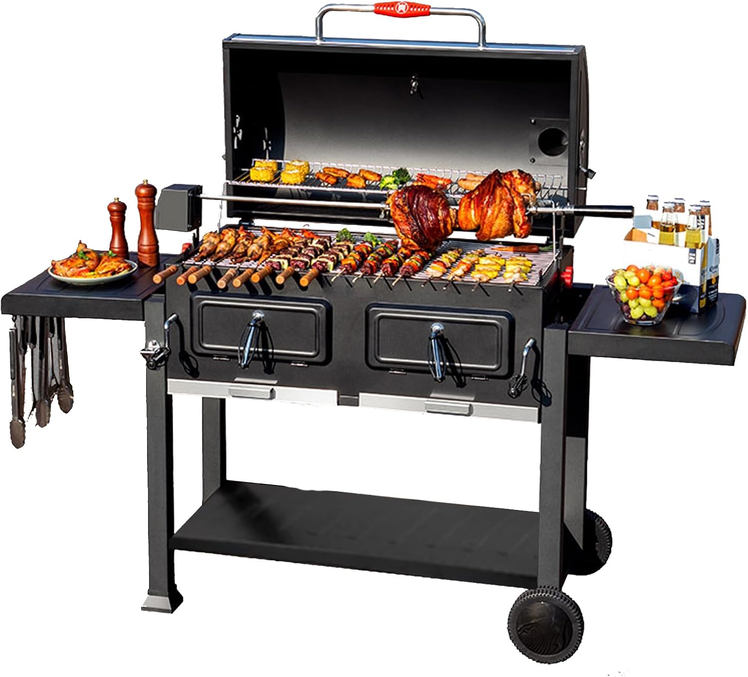Amazon | 炭火焼き キャンプ バーベキューコンロ 大型 BBQグリル 焚き火台 オーブングリル ステンレス鋼 バーベキューグリル ...