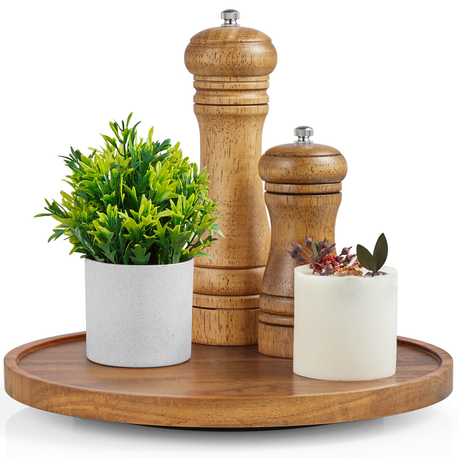 Snapklik.com : 10" Acacia Wood Lazy Susan Turntable Organizer For ...