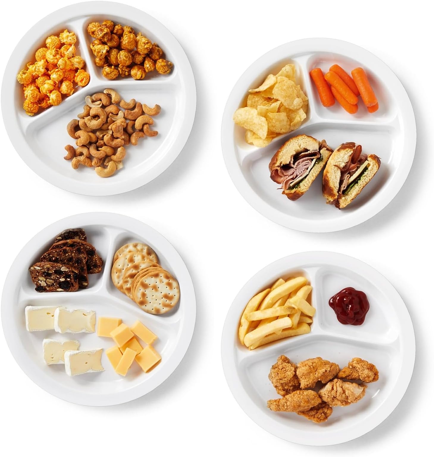 Amazon.com | Juvale 4 Pack Reusable White Melamine Portion Control ...