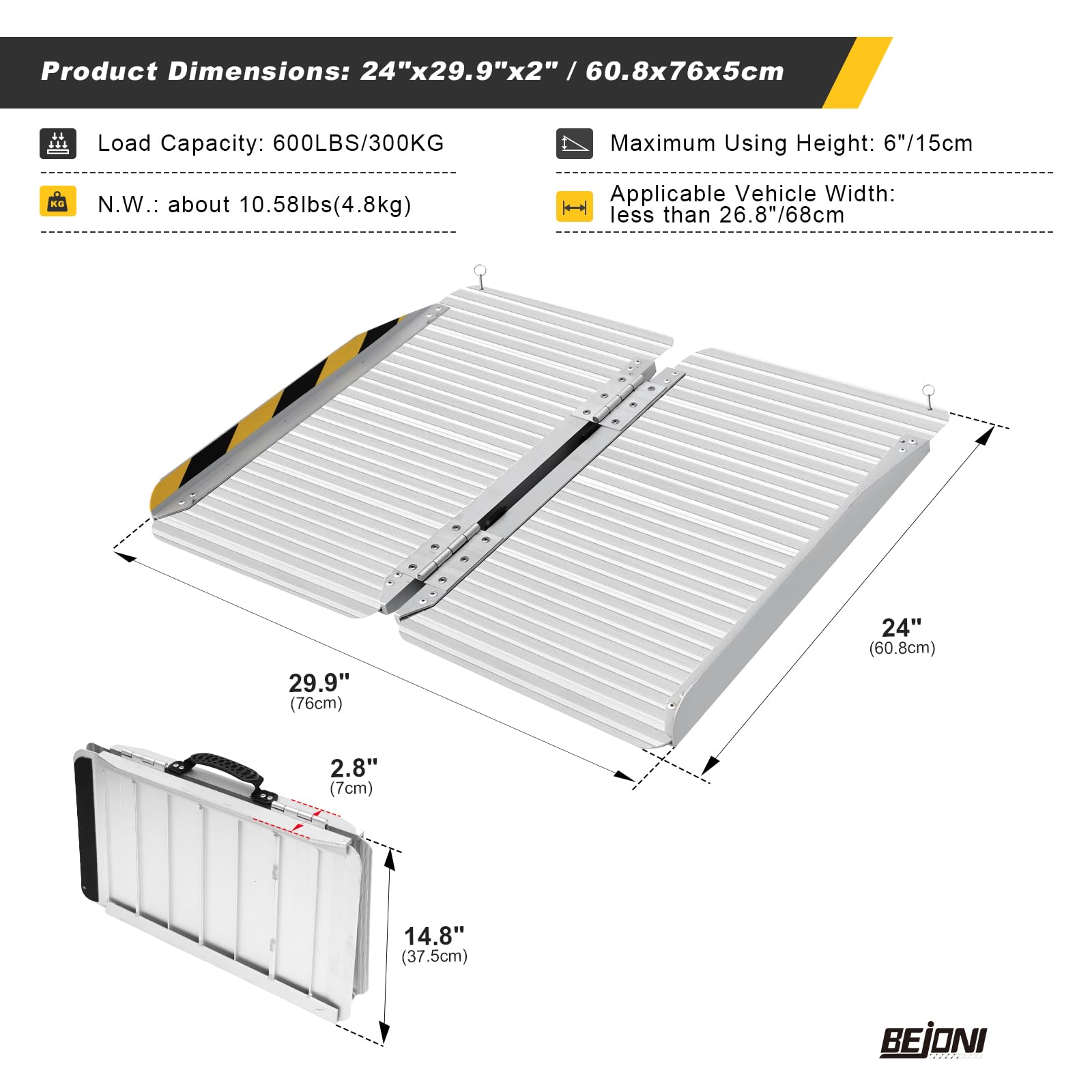 Snapklik.com : 2FT Wheelchair Ramp, Aluminum Folding Handicap Ramps ...