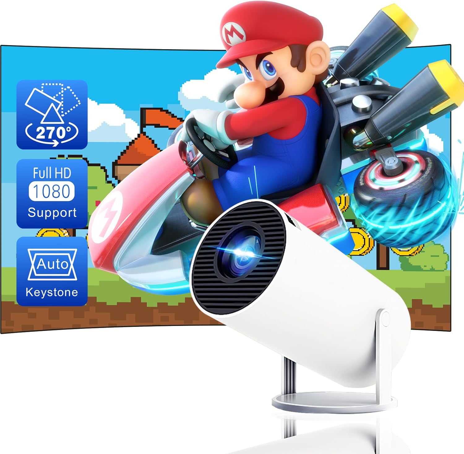 Amazon.com: NYENEIL [Auto Keystone] HY300 Smart Projector with Built-in ...