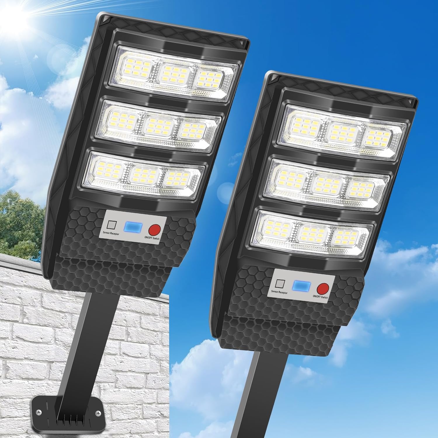 Solar Lights Outdoor Waterproof 2 Pack, Flood Lights Motion Sensor ...