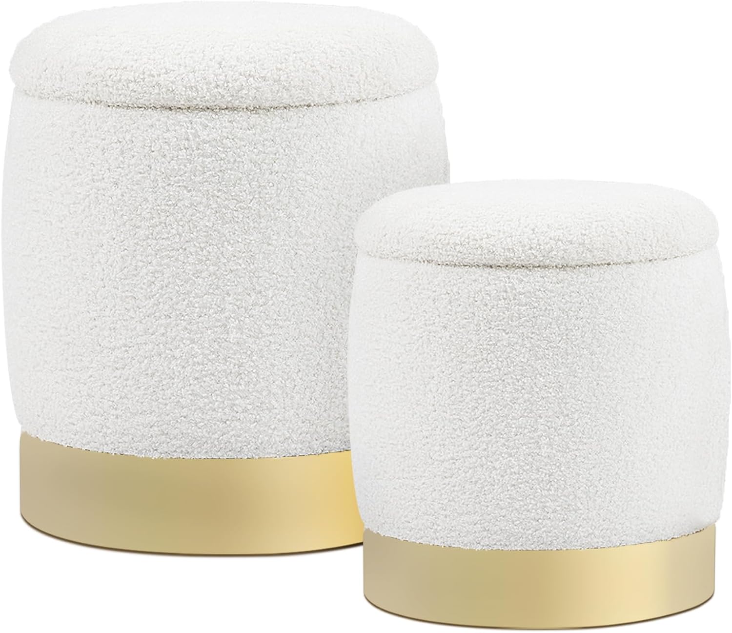 Amazon.com: Halitaa S/2 Round Ottoman Storage with Small Flip-Top ...