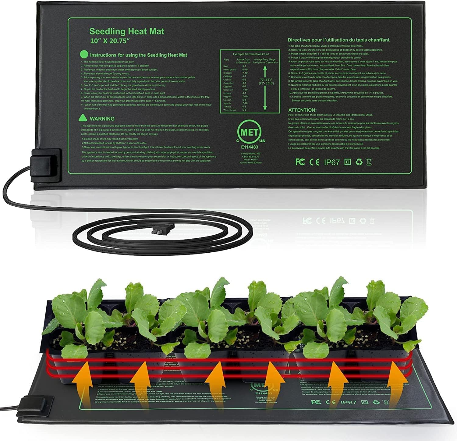 Amazon.com : Nacaro Seedling Heat mat,Hydroponic Heating Pad,Warm ...