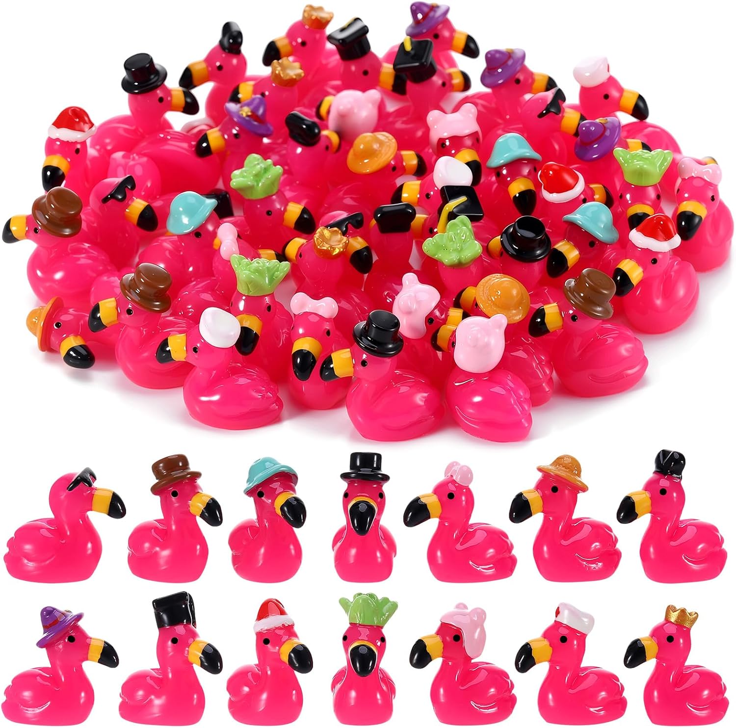 Amazon.com: GGSTDDUP 48 Pcs Mini Flamingos 14 Styles Tiny Flamingos ...