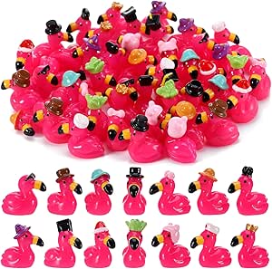 Amazon.com: GGSTDDUP 48 Pcs Mini Flamingos 14 Styles Tiny Flamingos ...