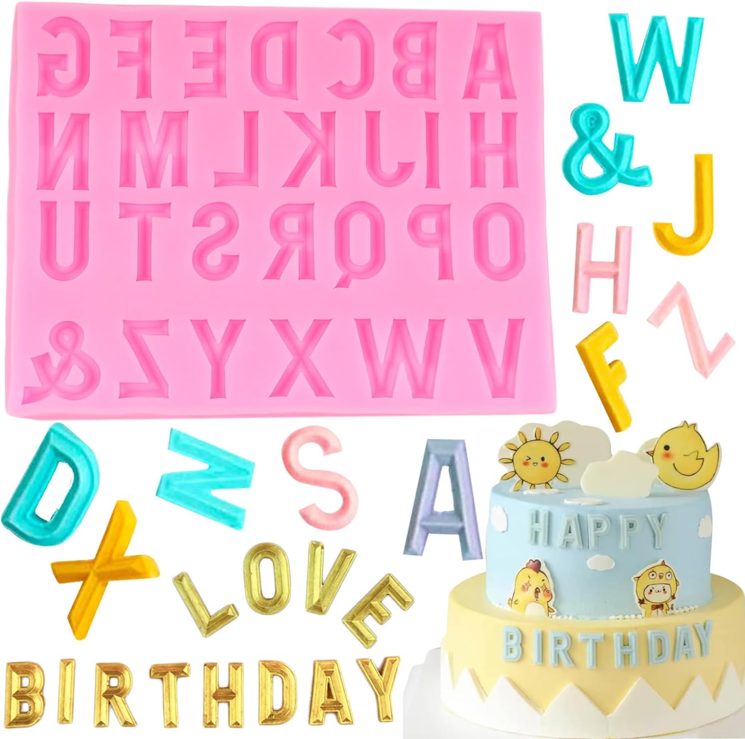 Amazon.com: 26 Capital Letter Fondant Molds Alphabet Chocolate Cake ...