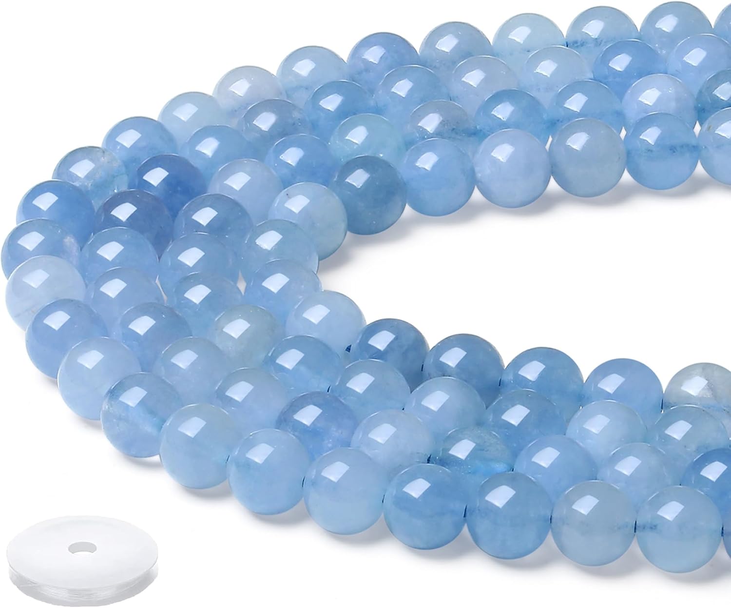 Amazon.com: NUKAYAI Natural Stone Beads 100pcs 8mm Blue Aquamarine ...