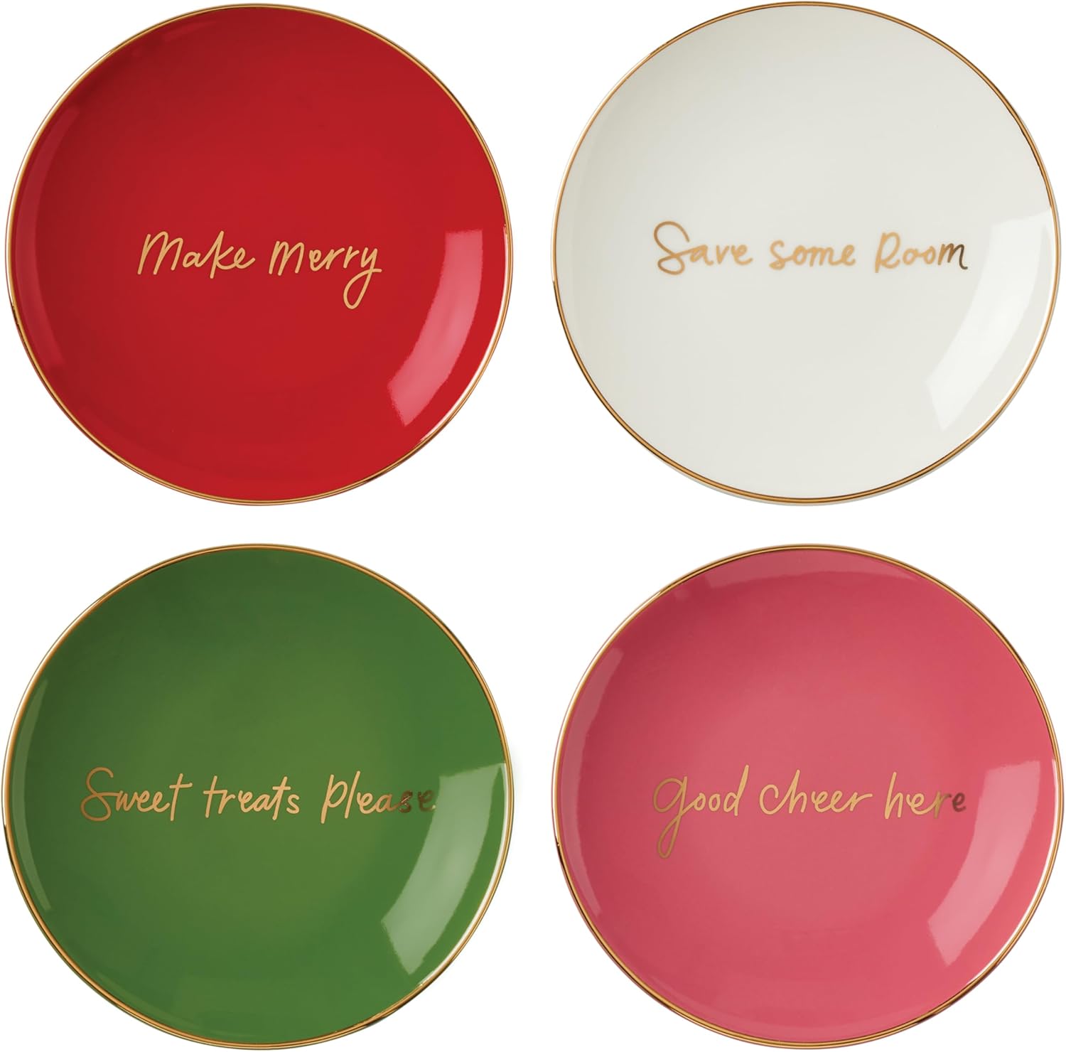 Amazon.com: Kate Spade new york Be Jolly Color 4-Piece Tidbit Plates, 4 ...