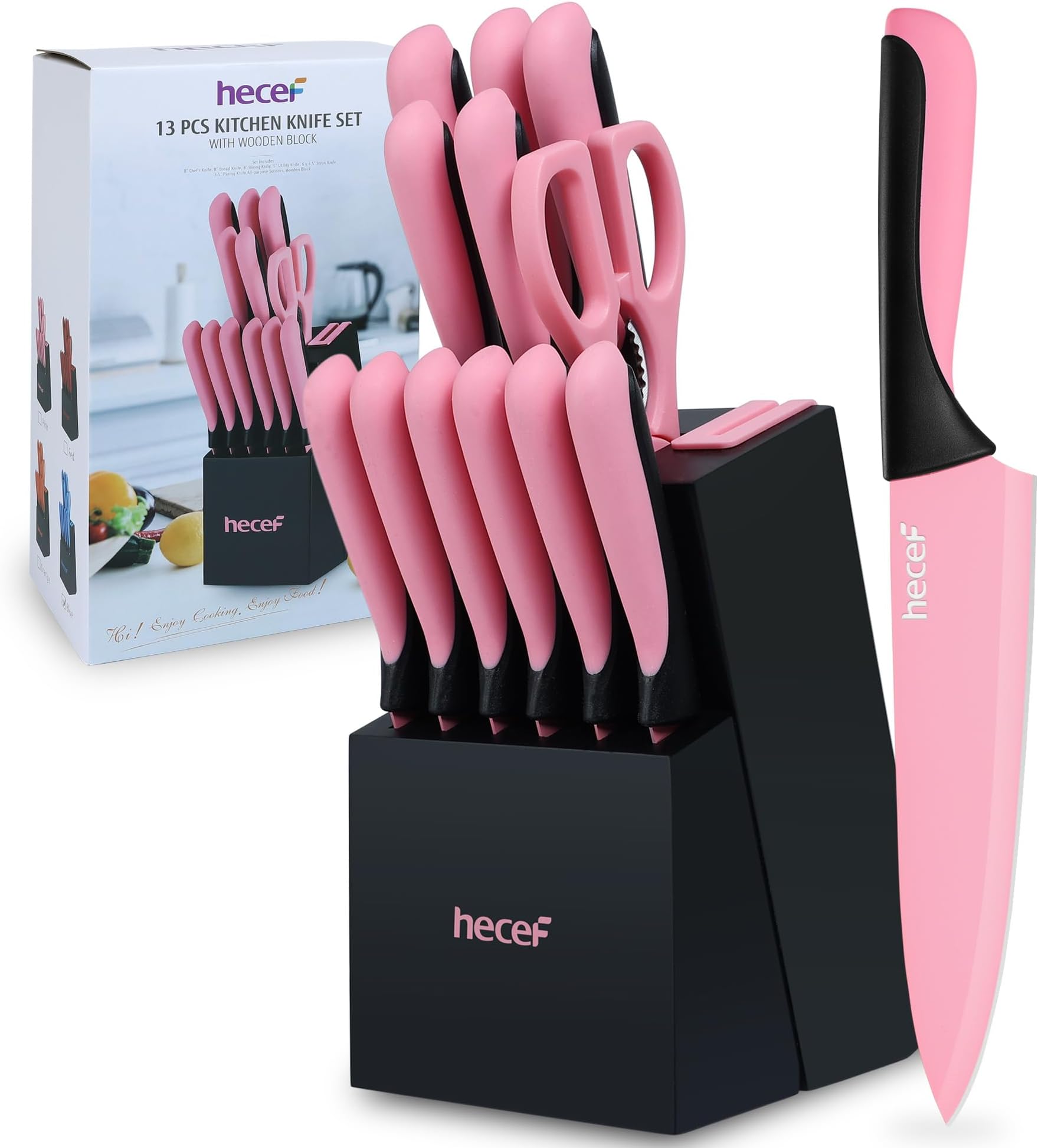 Amazon.com: FTNESGYM Knife Set with Block, 15-Piece Triple Riveted ...