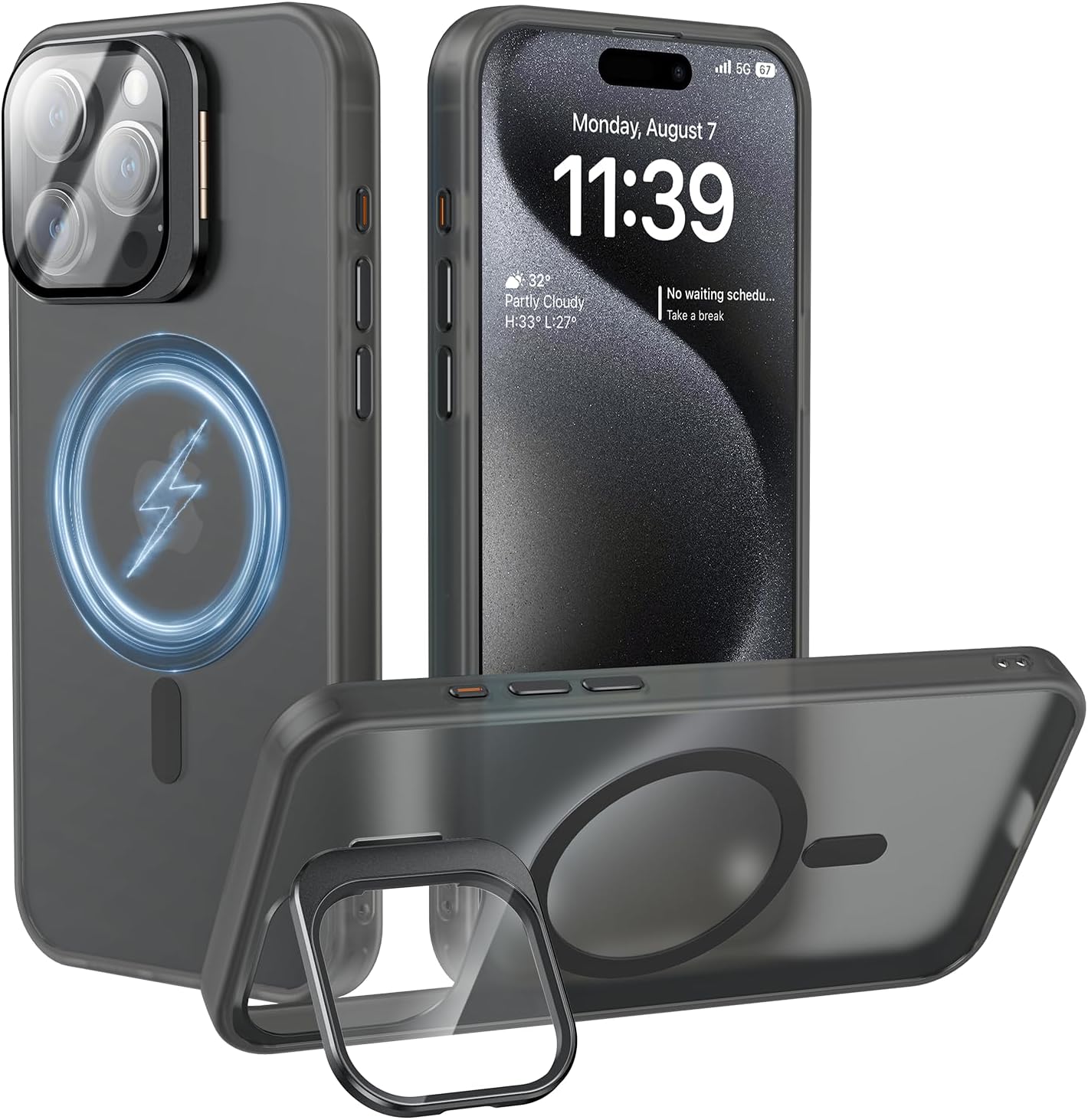 Amazon.com: VoBoEo Magnetic Case for iPhone 15 Pro with Kicstand ...