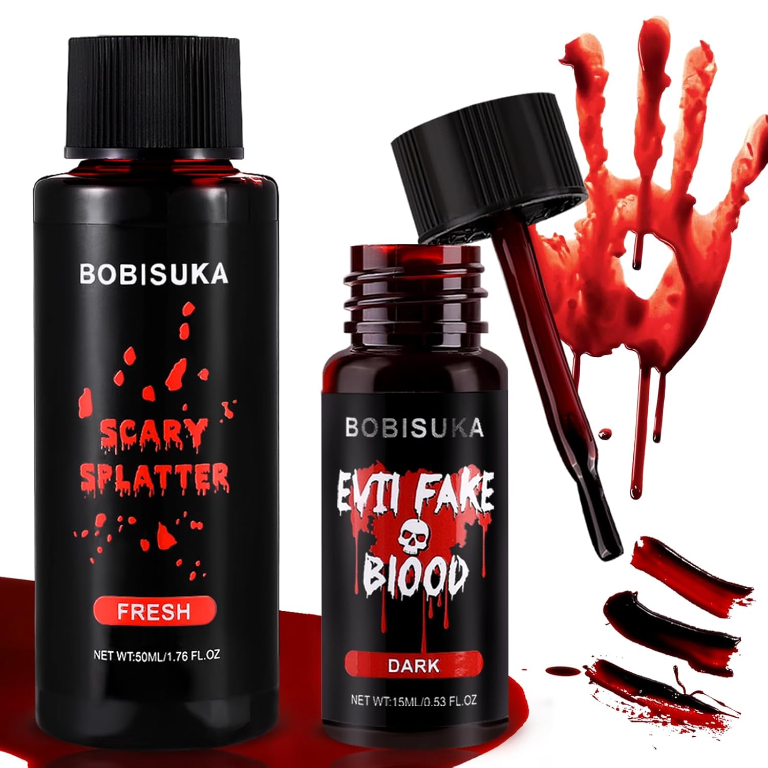 Amazon.com: BOBISUKA 2PCS Halloween Fake Blood Makeup Kit - Includes ...