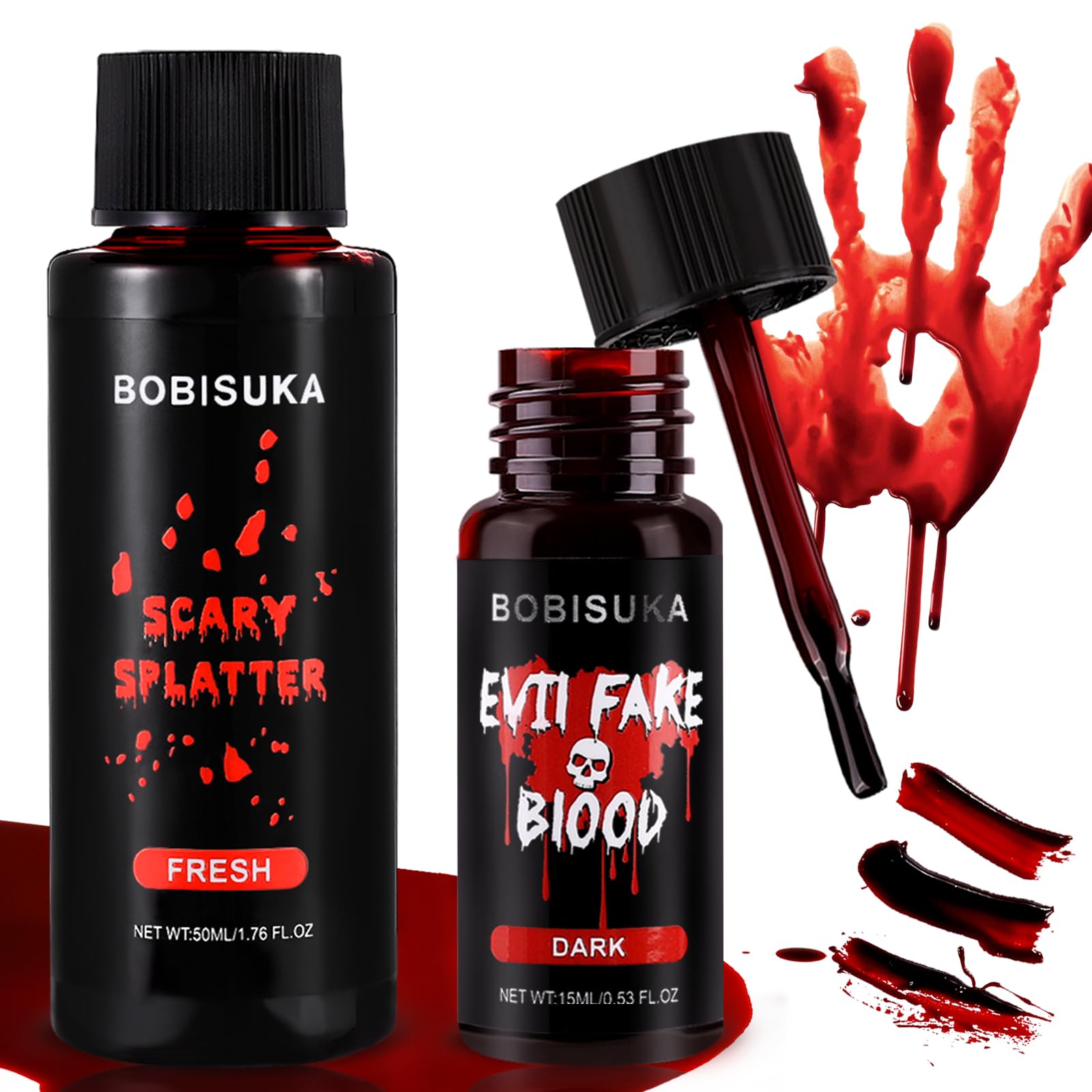 Amazon.com: BOBISUKA 2PCS Halloween Fake Blood Makeup Kit - Includes ...