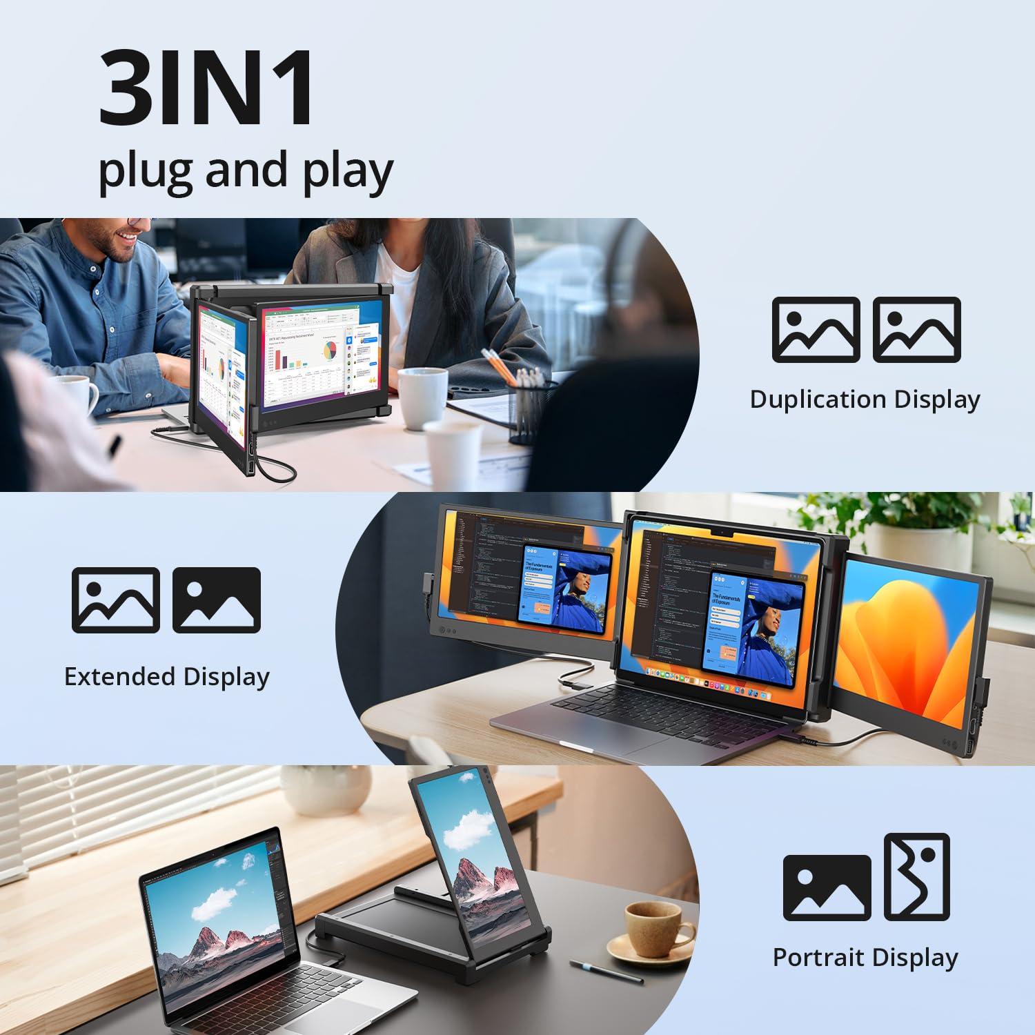 Snapklik.com : Leudaich 12 Laptop Monitor Extender For Triple Monitor ...