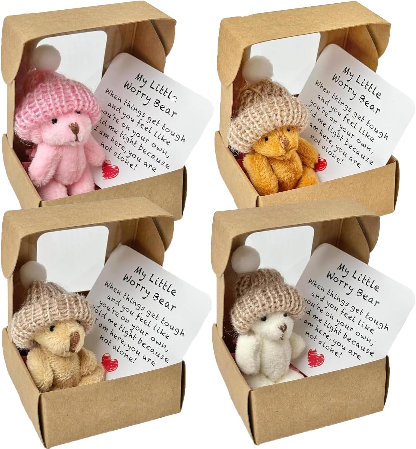 HEUIOP 4 PCS My Little Worry Bear in a Box Fluffie Stuffies Pocket ...