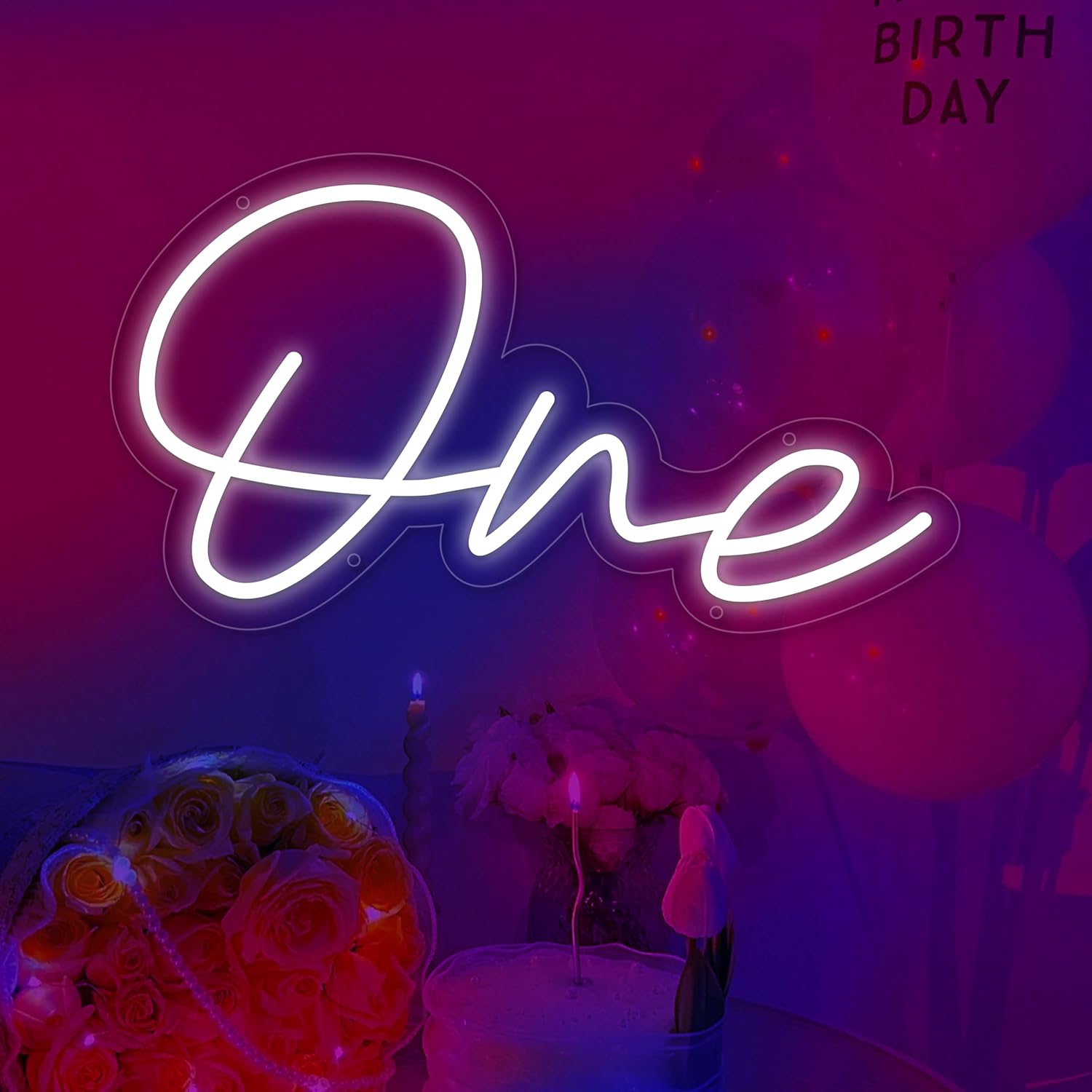 Amazon.com : One Led Neon sign,1st Birthday Neon Light with USB ...