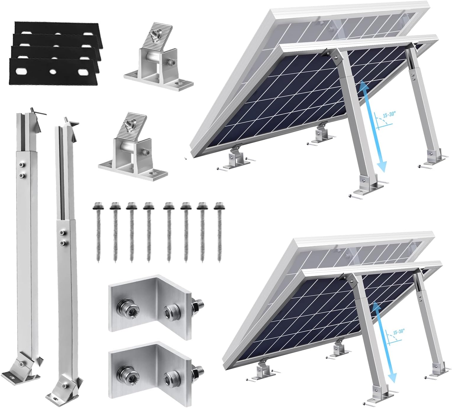 Amazon.com: 4 Pcs (2 Set) Adjustable Solar Panel Tilt Mounting Brackets ...