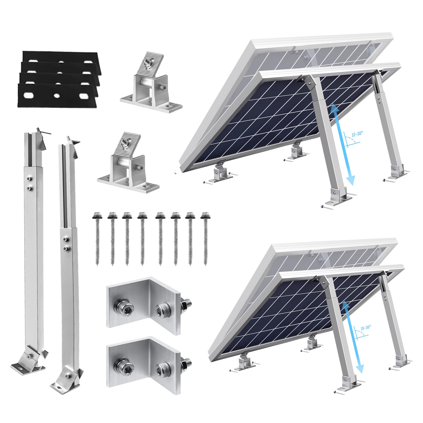 Amazon.com: 4 Pcs (2 Set) Adjustable Solar Panel Tilt Mounting Brackets ...