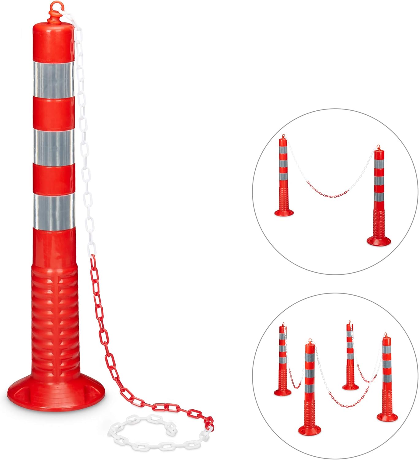 Relaxdays Flexible Parking Post, Size: 75 x 22 x 22 cm Reflective Chain ...