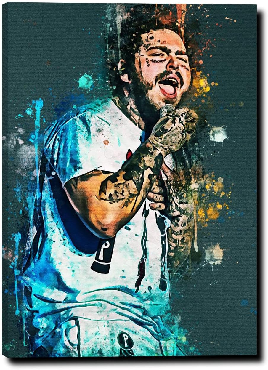 Amazon.com: Post Malone Canvas Wall Art Bedroom Poster Decor for Garage ...