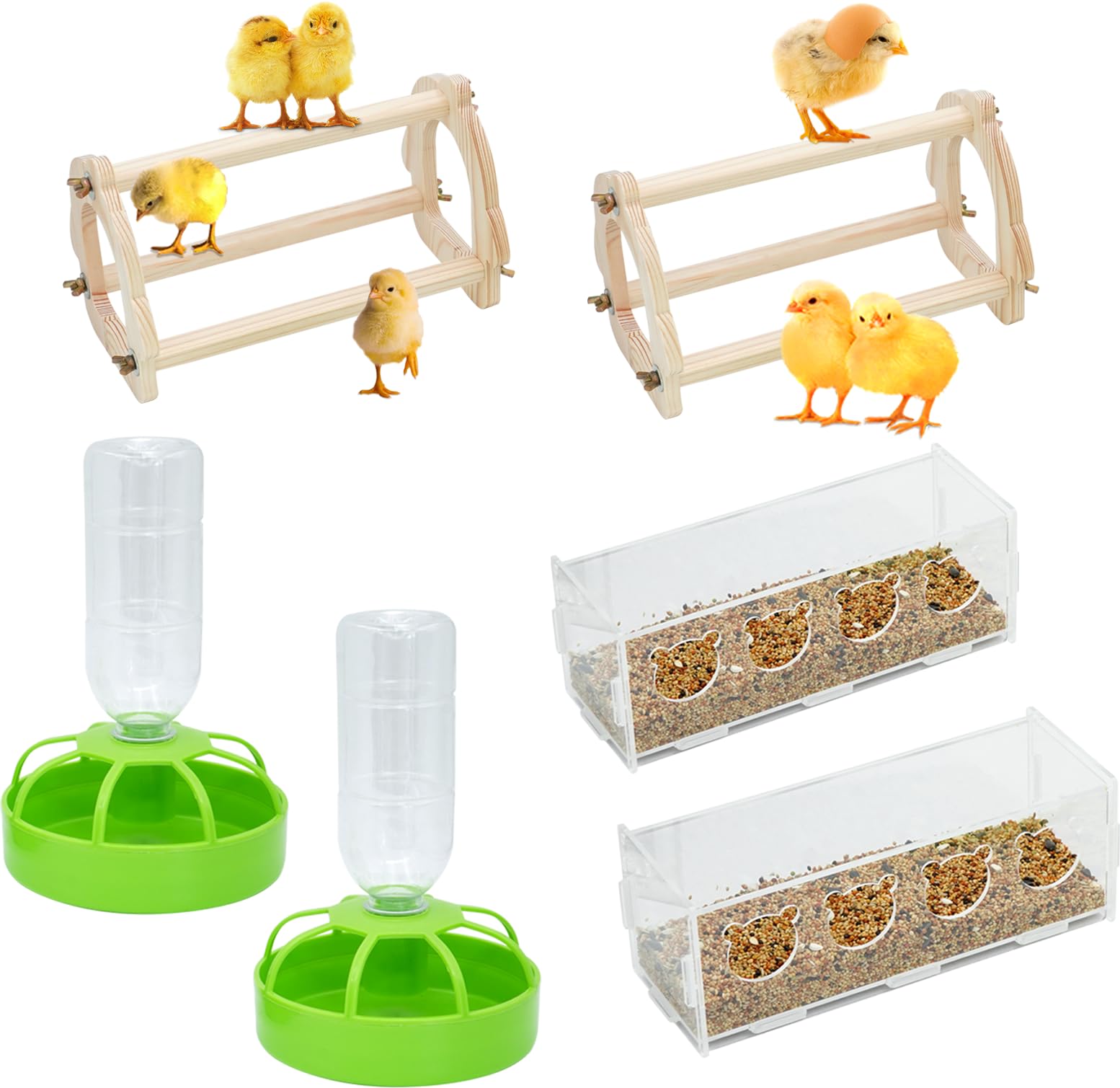Amazon.com: Chicken Feeder and Waterer Kit with Baby Chicken Perches ...