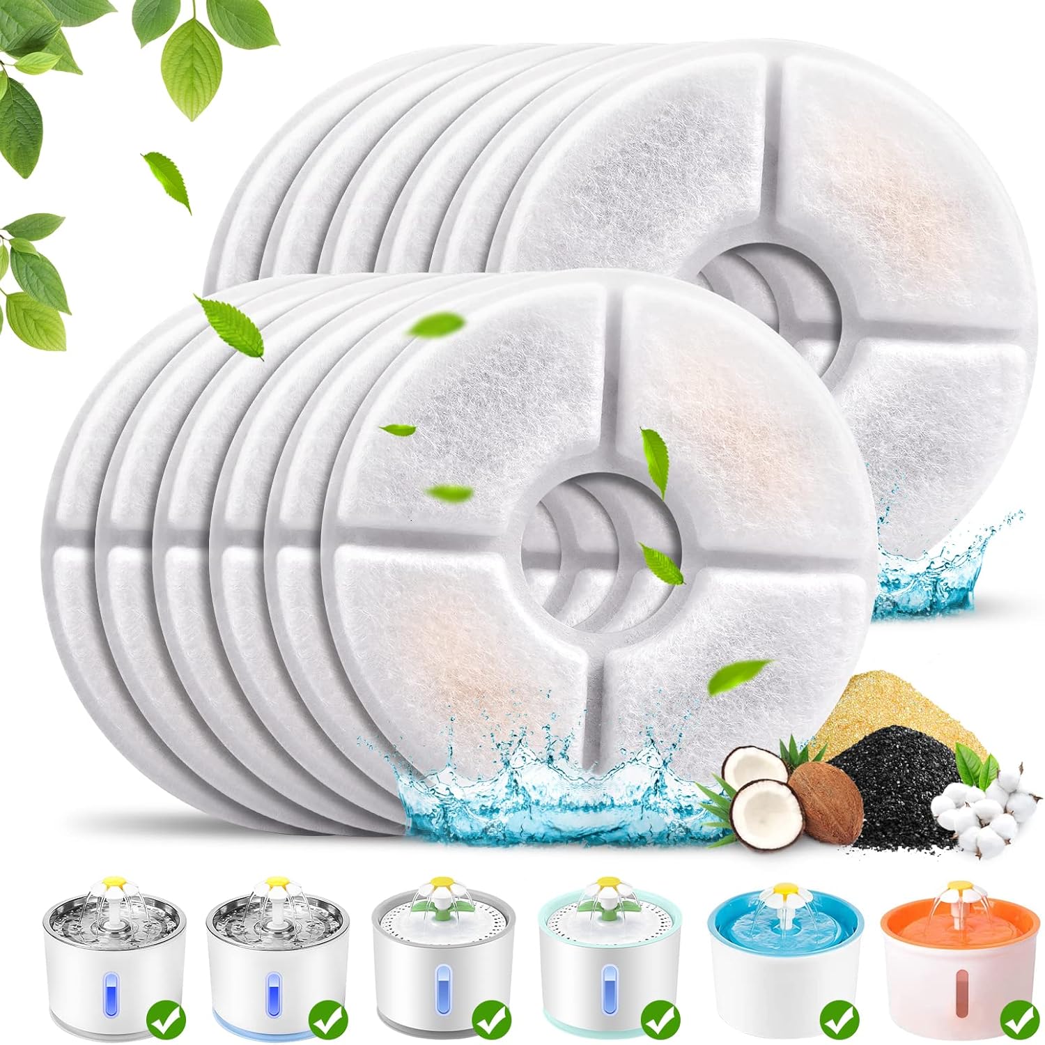 Cat Water Fountain Filters, 12-Pack Replacement Filter Compatible with ...