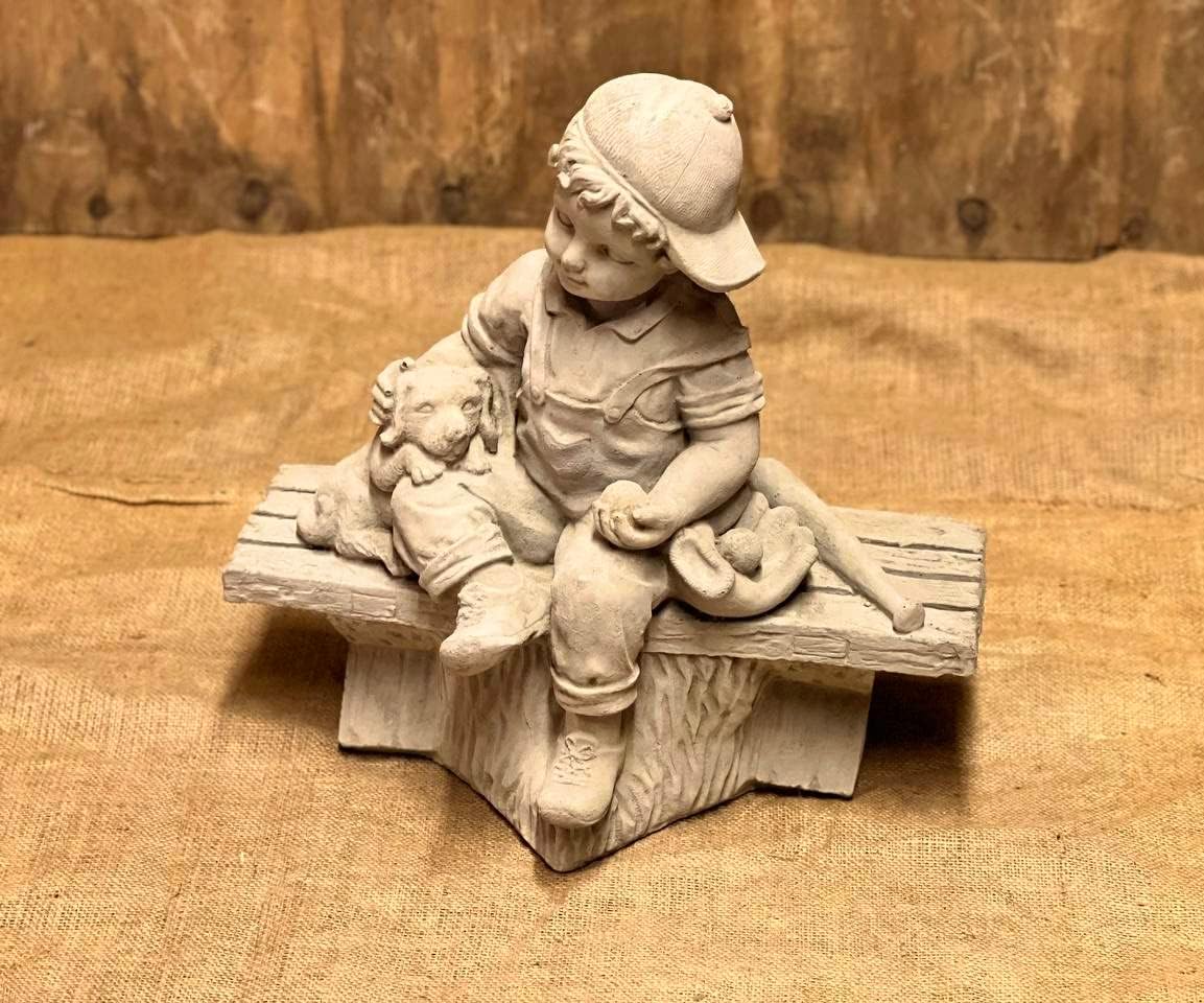 Amazon.com: Concrete Baseball boy Statue Sitting Baseball Player Figure ...