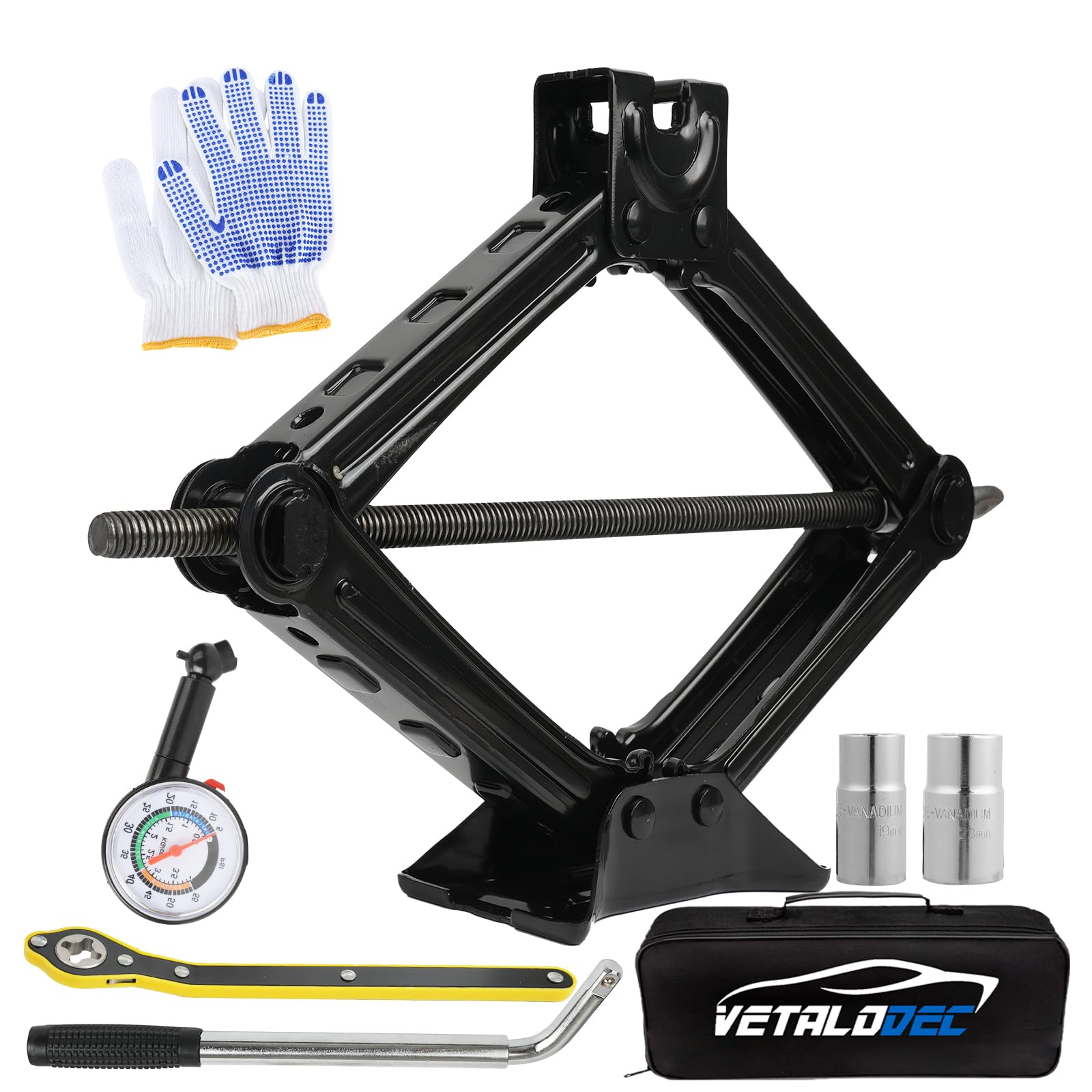 Amazon.com: Car Jack Kit Scissor Jack for Car 2 Ton (4409 Lbs) with Lug ...
