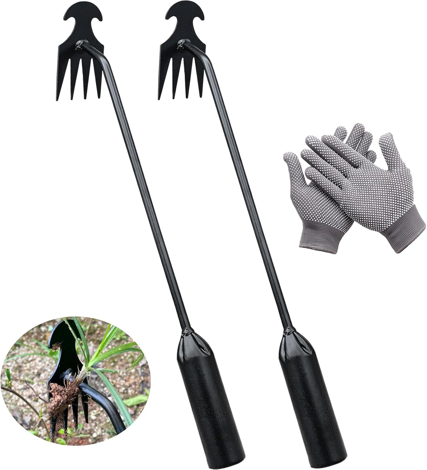 Amazon.com : Doubleggs Weed Puller Tool, 2 Pcs 4 Teeth Durable Garden ...