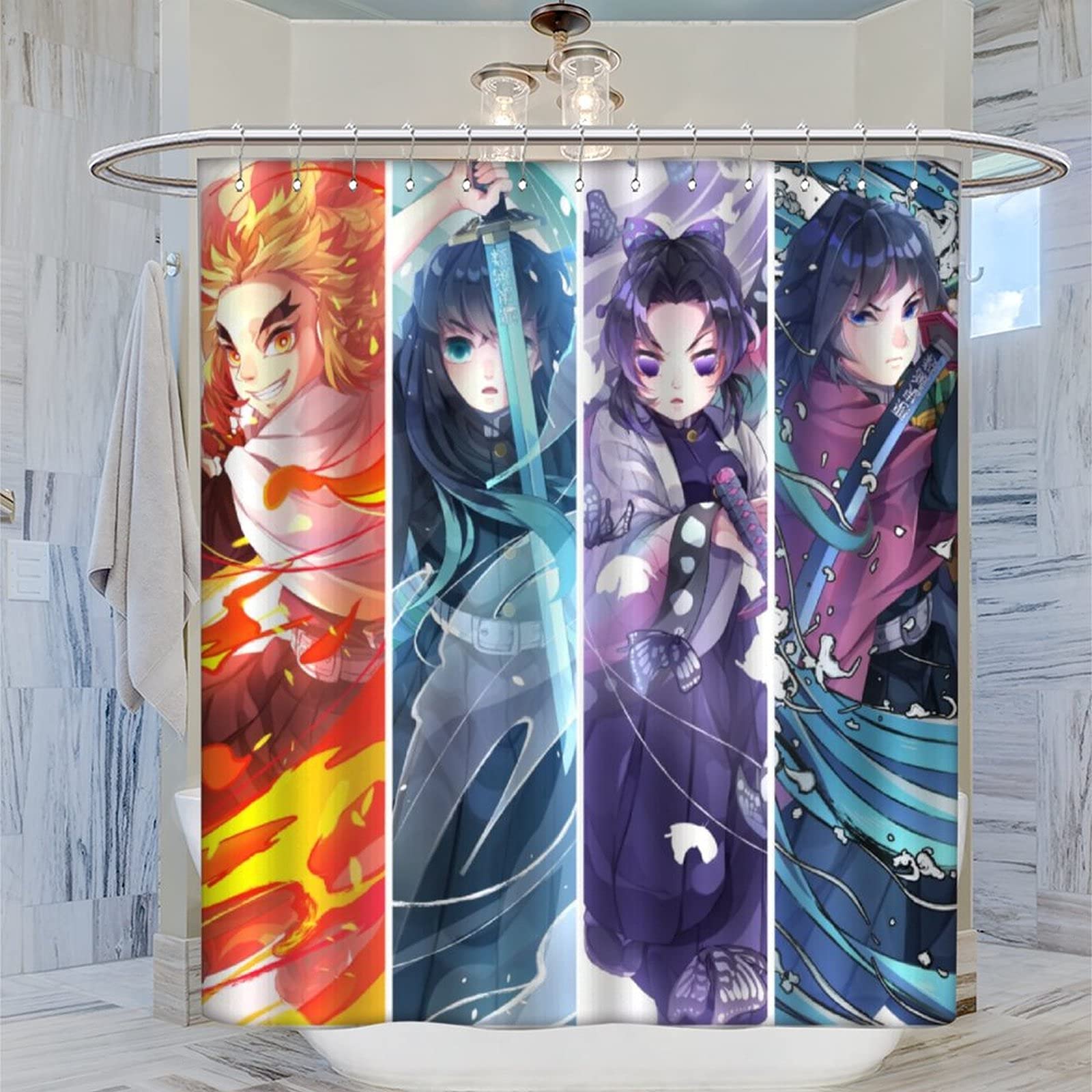 Dragon Vines Shower Curtain With Demon Slayer Giyuu Tomioka Gyomei ...