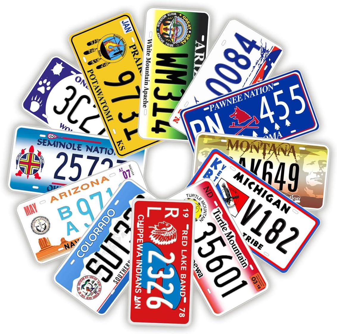 Amazon.com: 12 Pieces Reproduced License Plates, Native American Tribes ...