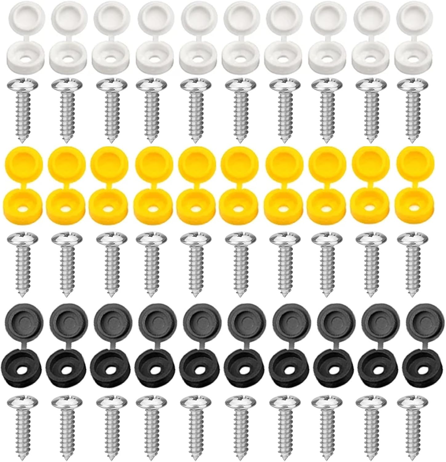 60 PCS Number Plate Screws and Caps,30 Screws and 30 Caps,Number Plate ...