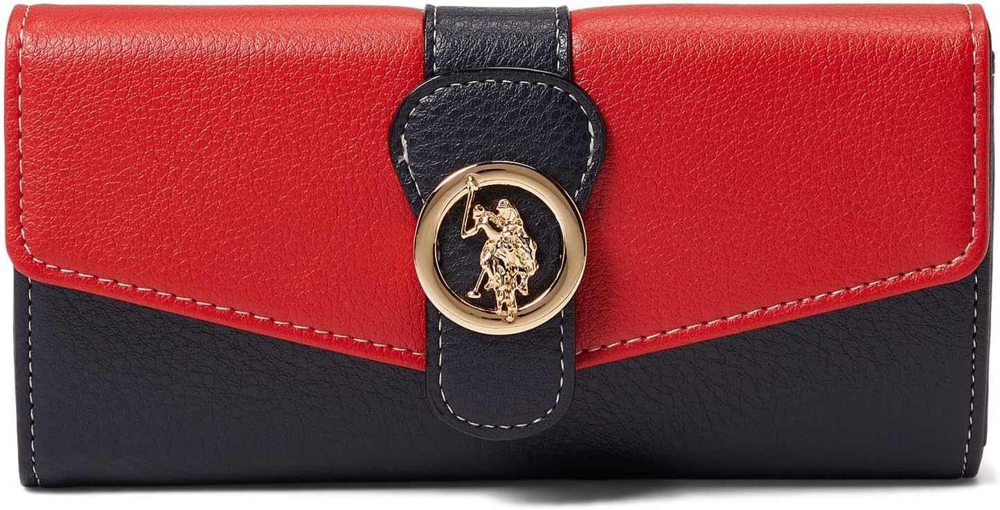 Amazon.com: U.S. POLO ASSN. Medallion Large Flap Wallet Navy/Red One ...