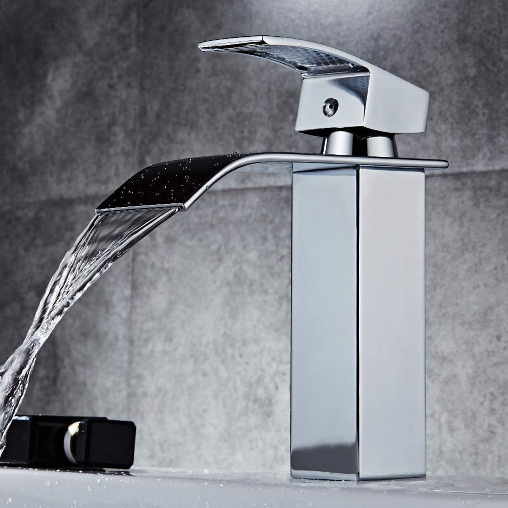 Modern Bathroom Waterfall Basin Sink Mixer Tap Mono Square Single Lever ...
