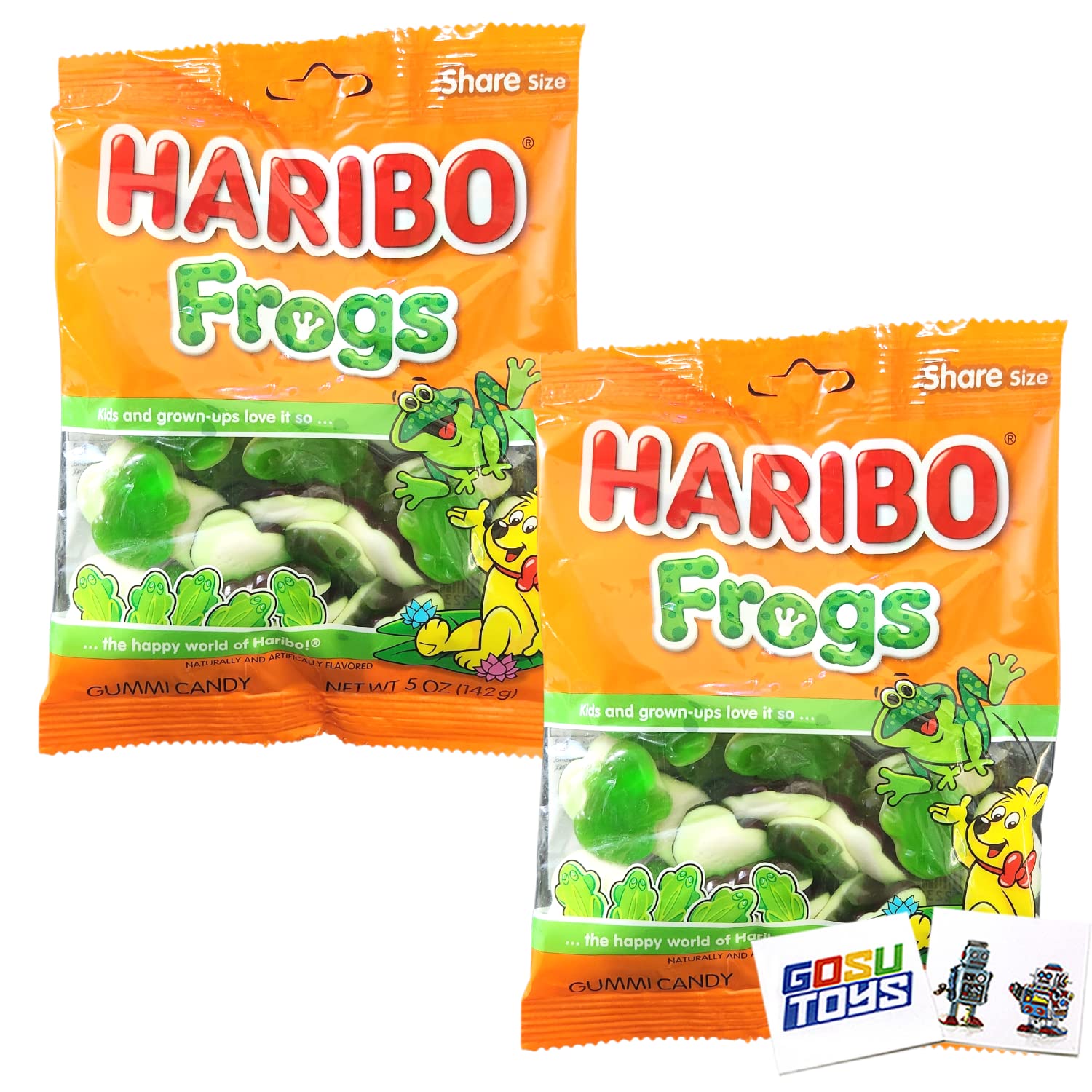 Haribo Frogs Gummi Candy Share Size paquete de 2 con 2 calcomanías ...