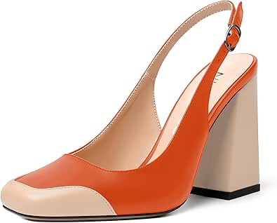 Amazon.com | NUMALEO Womens Evening Square Toe Slingback Buckle Matte ...